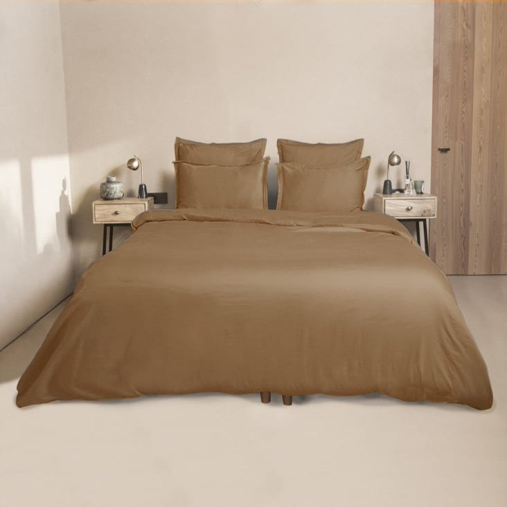 Housse de couette satin de coton caramel 240x220 Julia | Maisons du Monde