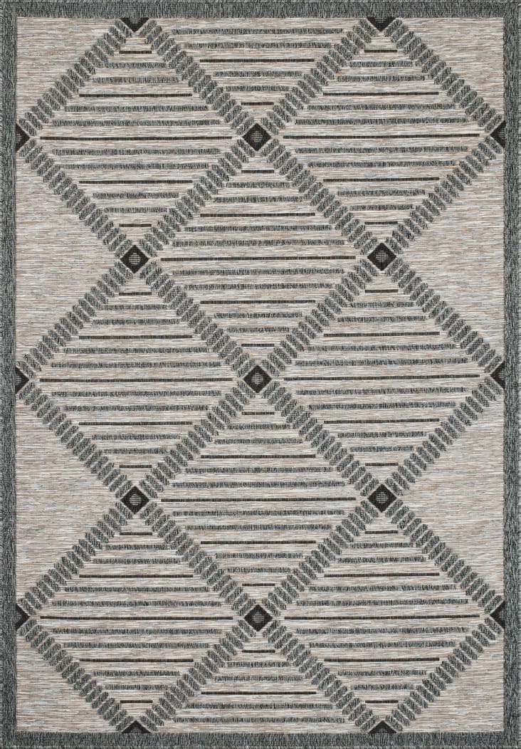 Tapis intérieur et extérieur motif losange anthracite 200x290 ACAPULCO | Maisons du Monde