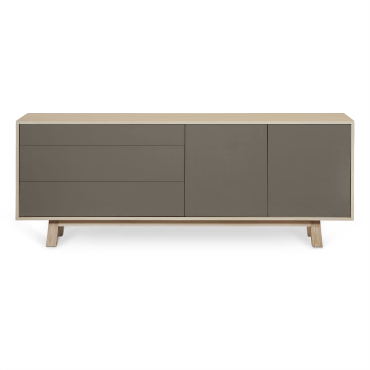 Sideboard 2 Türen+3 Schubladen 200 cm aus Eschenholz, grau Kube ...