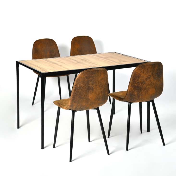 Conjunto de mesa y 4 sillas estilo industrial imitación madera ...