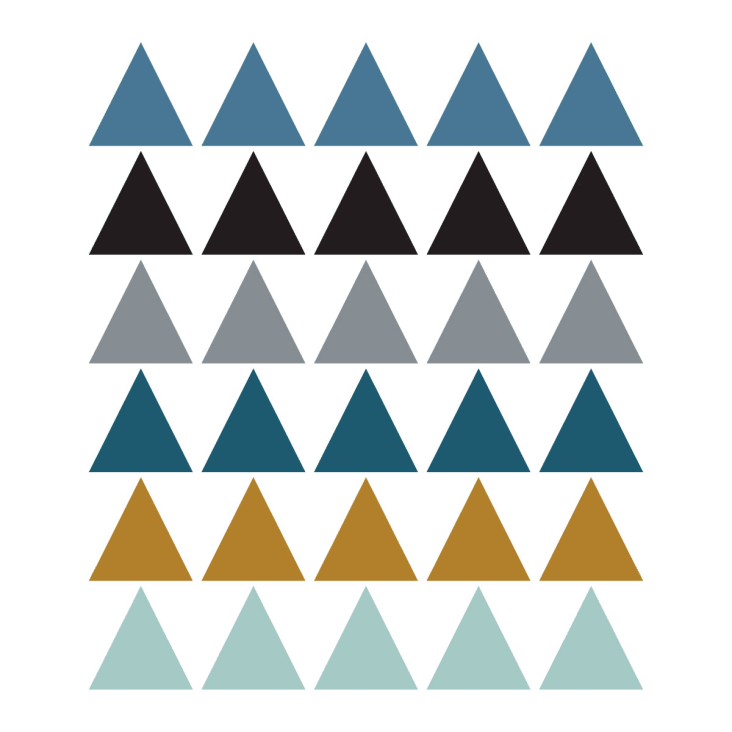 Stickers mureaux en vinyle triangles bleu et moutarde Triangles ...