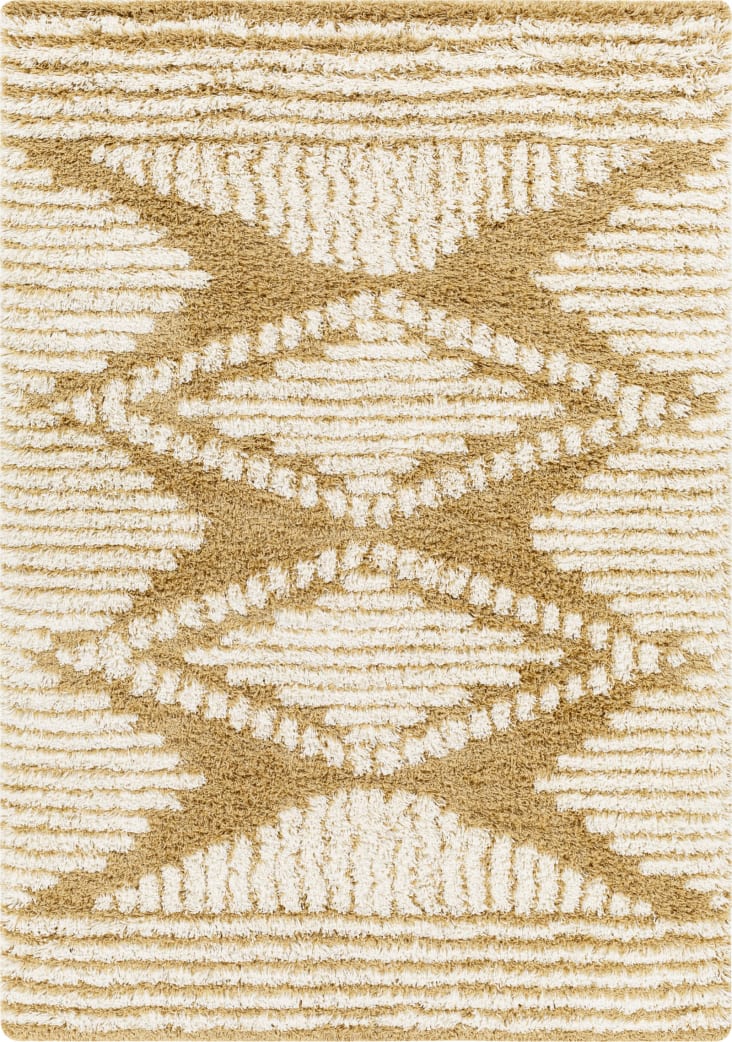 Alfombra shaggy bohemia blanco/ocre 160x220 Nuria | Maisons du Monde