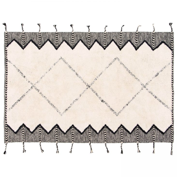 Tapis rectangulaire berbère en coton tufté à franges 160 x 230 cm Keya | Maisons du Monde