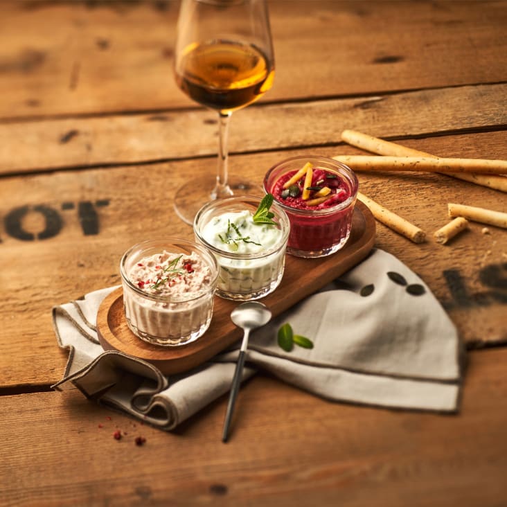 Set Apéro avec plateau en accacia en verre transparent SET APÉRITIF ...