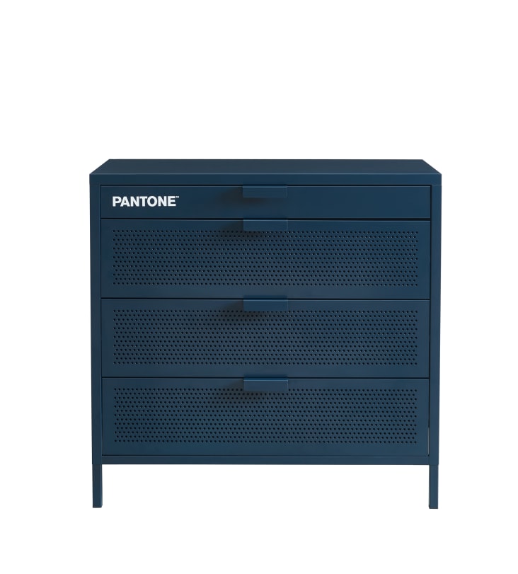 Cómoda de metal azul noche de 4 cajones Pantone | Maisons du Monde