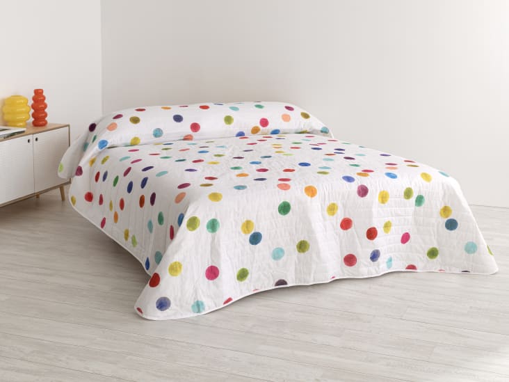 Colcha 100% algodón multicolor 180x260 cm (cama 80/90) Confetti ...