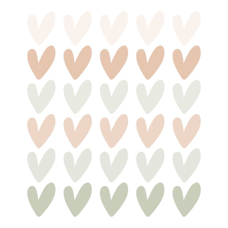 Stickers mureaux en vinyle petits coeurs vert et beige Rainbows3 ...