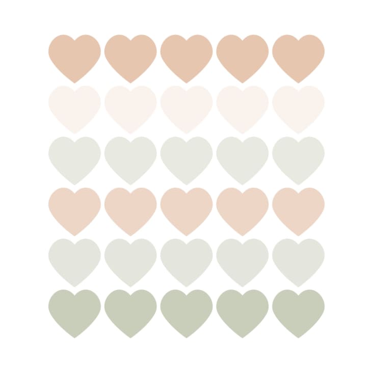 Stickers mureaux en vinyle coeurs vert et beige Hearts1 | Maisons du Monde