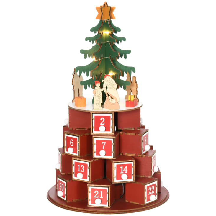 Calendario avvento in legno a cono con motivi a tema e luci led Homcom ...