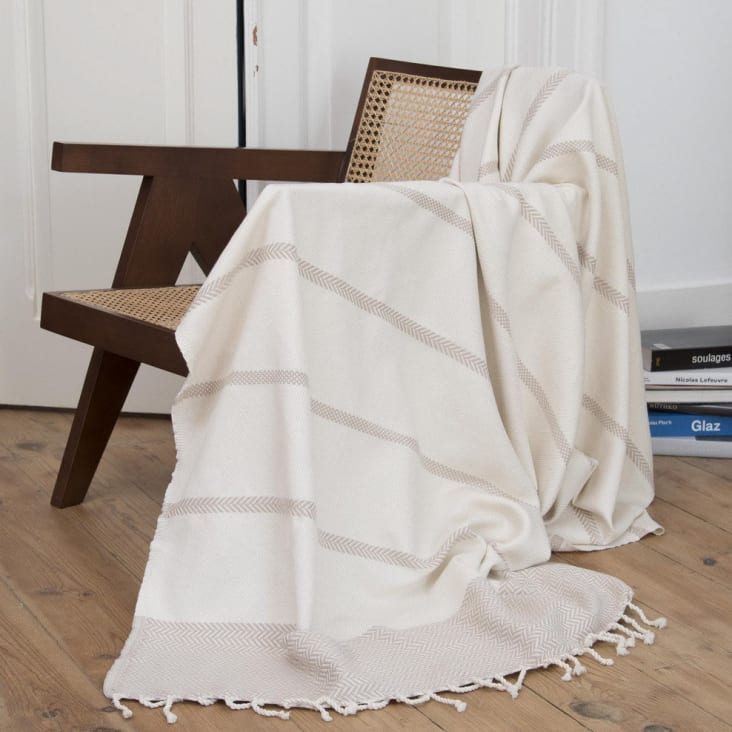 Plaid coton écru 130x170 Liv | Maisons du Monde