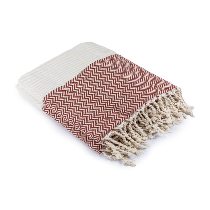 Manta plaid algodón rojo tejas 160x250 Liv | Maisons du Monde