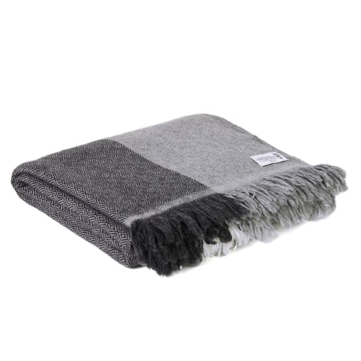 Plaid cachemire et laine léger motif diamant gris 130 x 230 cm Gris ...