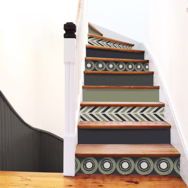 5er Set Treppenstufen-Aufkleber L100xB15cm Mix ethn'olive | Maisons du ...