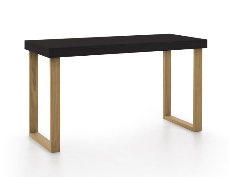 Escritorio de madera maciza natural, color negro y encerado BERLÍN ...