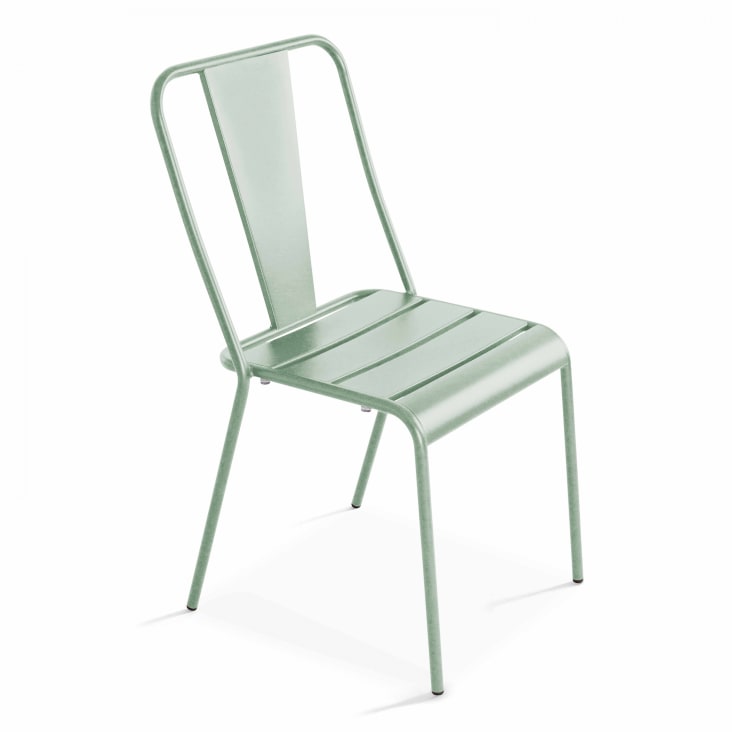 Chaise de jardin en métal vert sauge Dieppe | Maisons du Monde