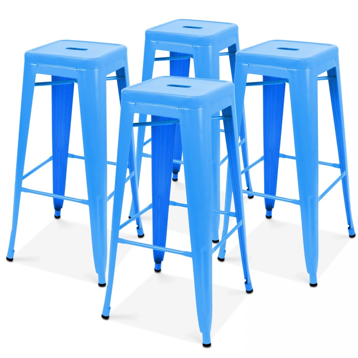Set di 4 sgabelli da bar in acciaio blu opaco Indus | Maisons du Monde