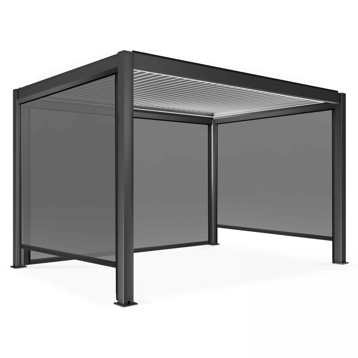 Pérgola bioclimática autoportante motorizada de 3x4m y 3 toldos Kavala ...