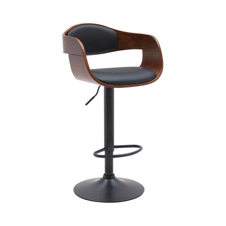 Taburete de bar regulable y giratorio en Simil cuero Nogal/negro ...