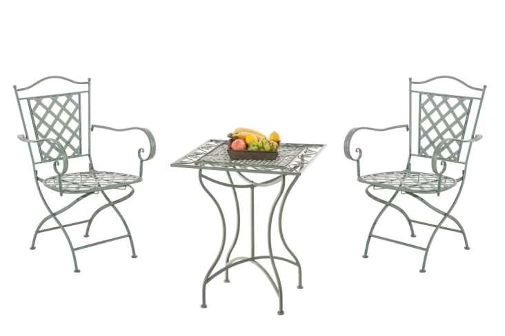 Ensemble table et chaises de jardin en métal Vert antique PAYO ...