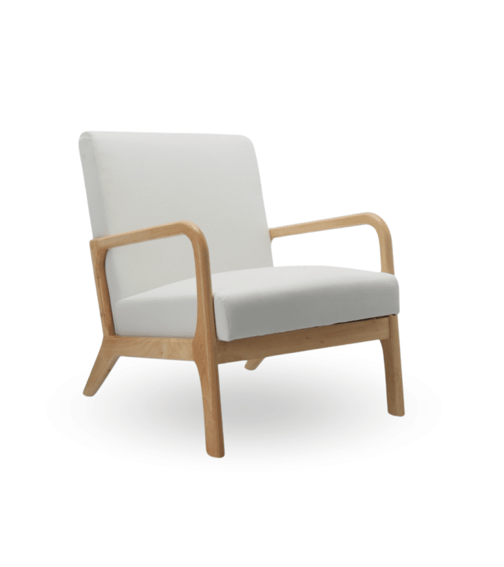 Butaca nórdica de madera y tapizado antimanchas blanca Nicole | Maisons ...