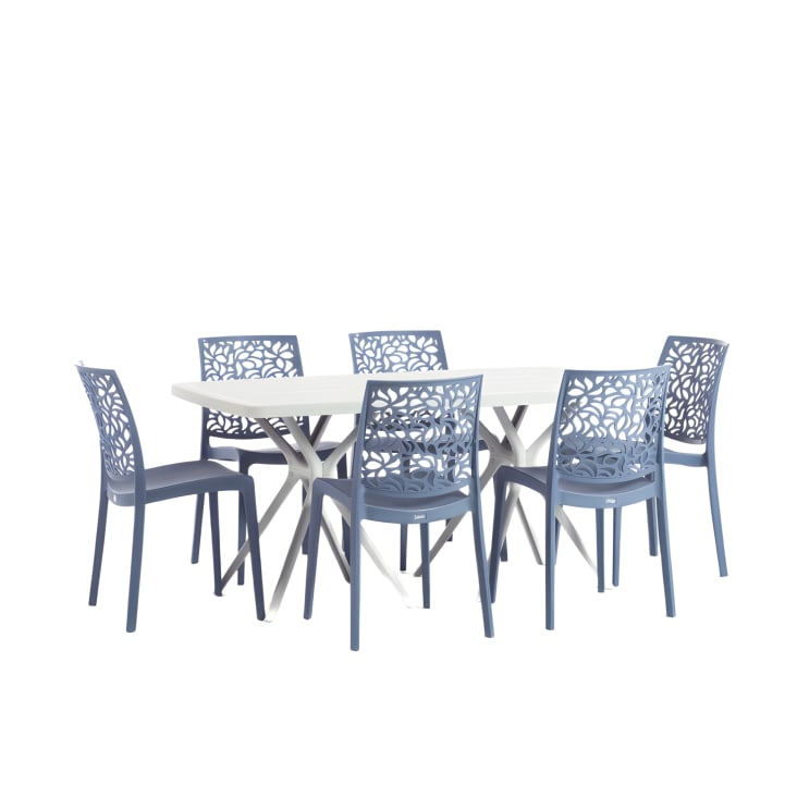 Conjunto de resina mesa rectangular gris 158x84 cm y 6 sillas azul ANNA ...