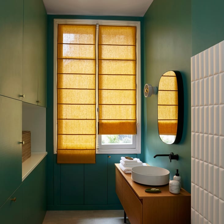 Cieco romano 120x220 cm Ocra e bordo nero Carlina | Maisons du Monde