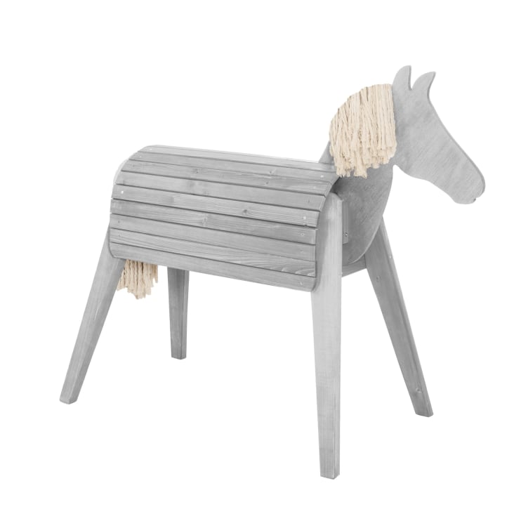 Cavallo da giardino in legno verniciato grigio con criniera e coda ...