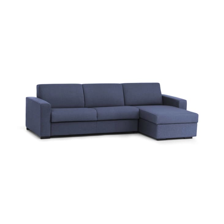 Festes Sofa mit Halbinsel aus blauem Stoff 280 x 95 x 90 cm