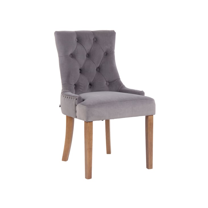 Sedia con gambe in legno e seduta in Velluto grigio ABERDEEN | Maisons ...