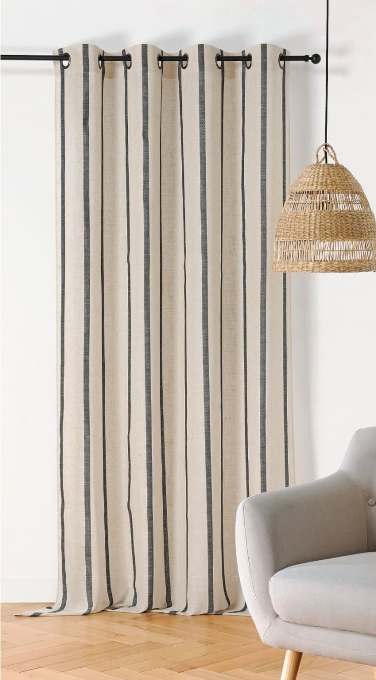 Rideau à rayure naturel 145x275cm DAVINA | Maisons du Monde