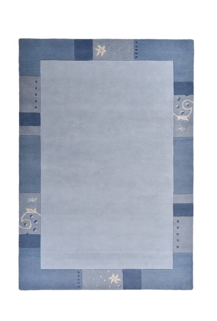 Tapis gabbeh floral en laine naturelle bleu clair 240x300 cm ROYAL ...