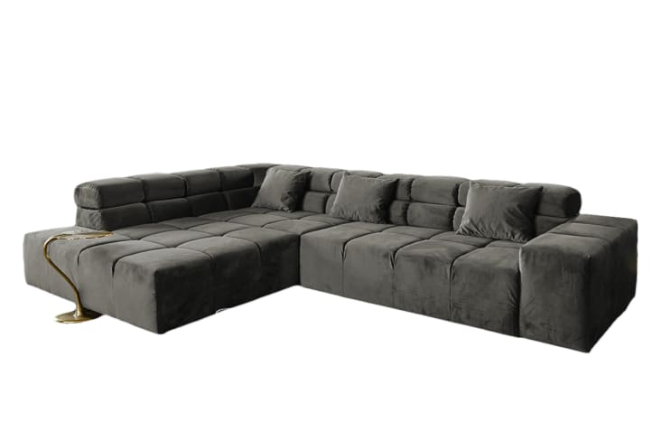 Samt Ecksofa Grau