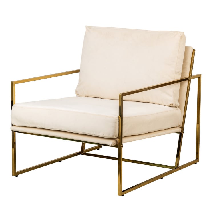 Polstersessel aus Metall und Samt Beige | Maisons du Monde