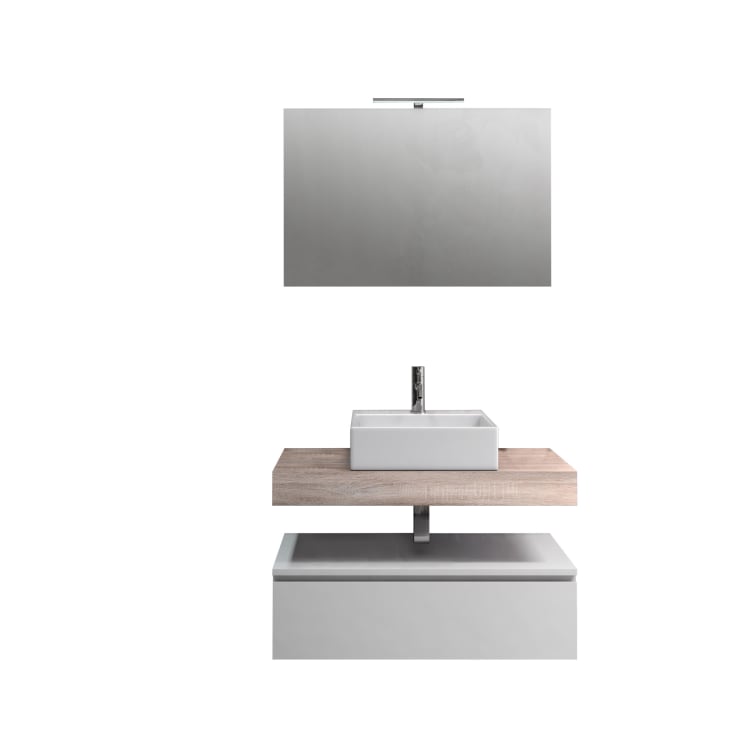 Mueble de baño de 5 piezas en melamina tabaco claro/blanco Astra ...