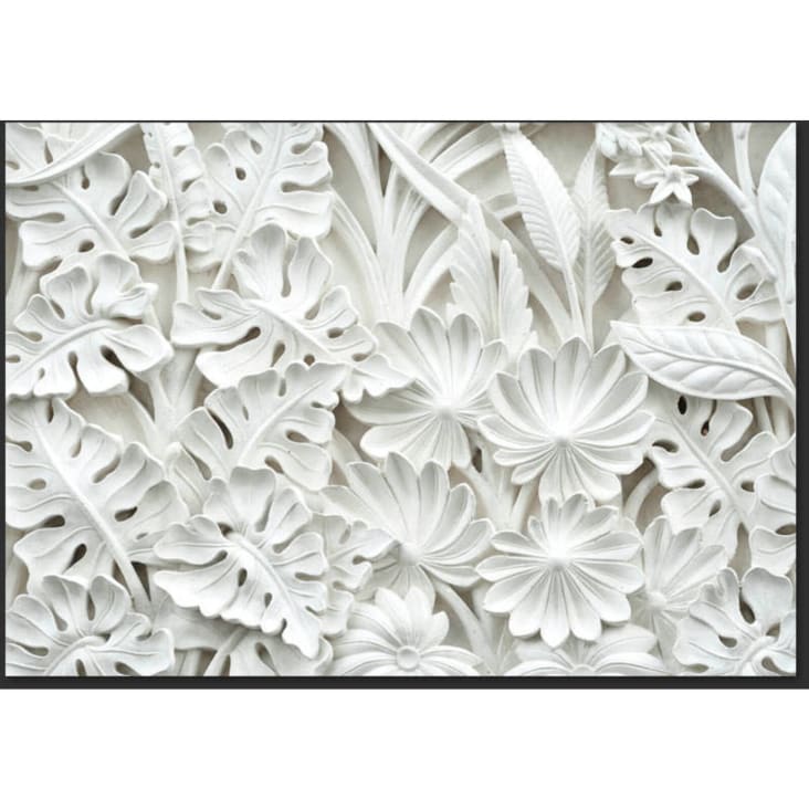 Papier peint feuillage blanc en relief pour déco raffinée 400 x 280 cm ...