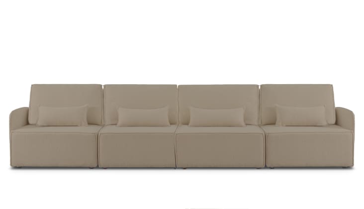 Sofa 4 plazas Chaiselongue tapizado bouclé y pino Piedra LEA | Maisons du Monde