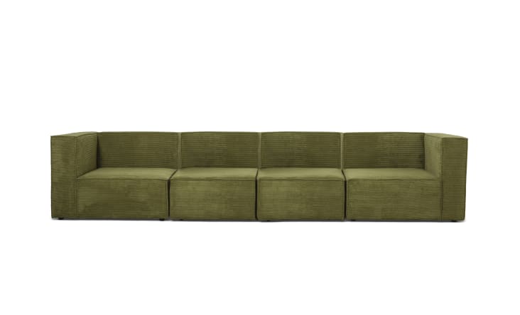 Sofa 4 plazas Chaiselongue tapizado pana verde HARPER | Maisons du Monde