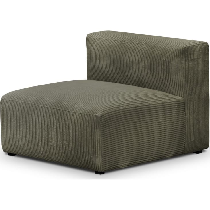 Chauffeuse sans accoudoirs modulable en velours côtelé vert kaki Modulo ...