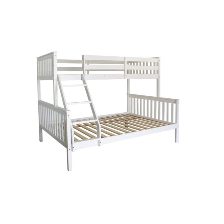 Lit superposé triple en bois blanc 155x201x141cm Wendy | Maisons du Monde