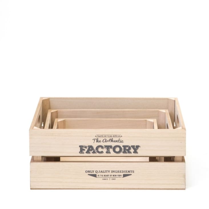 Set di 3 Scatole MDF marroni Factory | Maisons du Monde