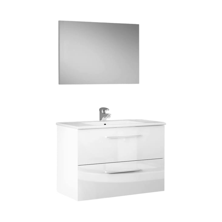 Mobile sottolavabo effetto legno bianco lucido 88x57 cm Dfell | Maisons ...