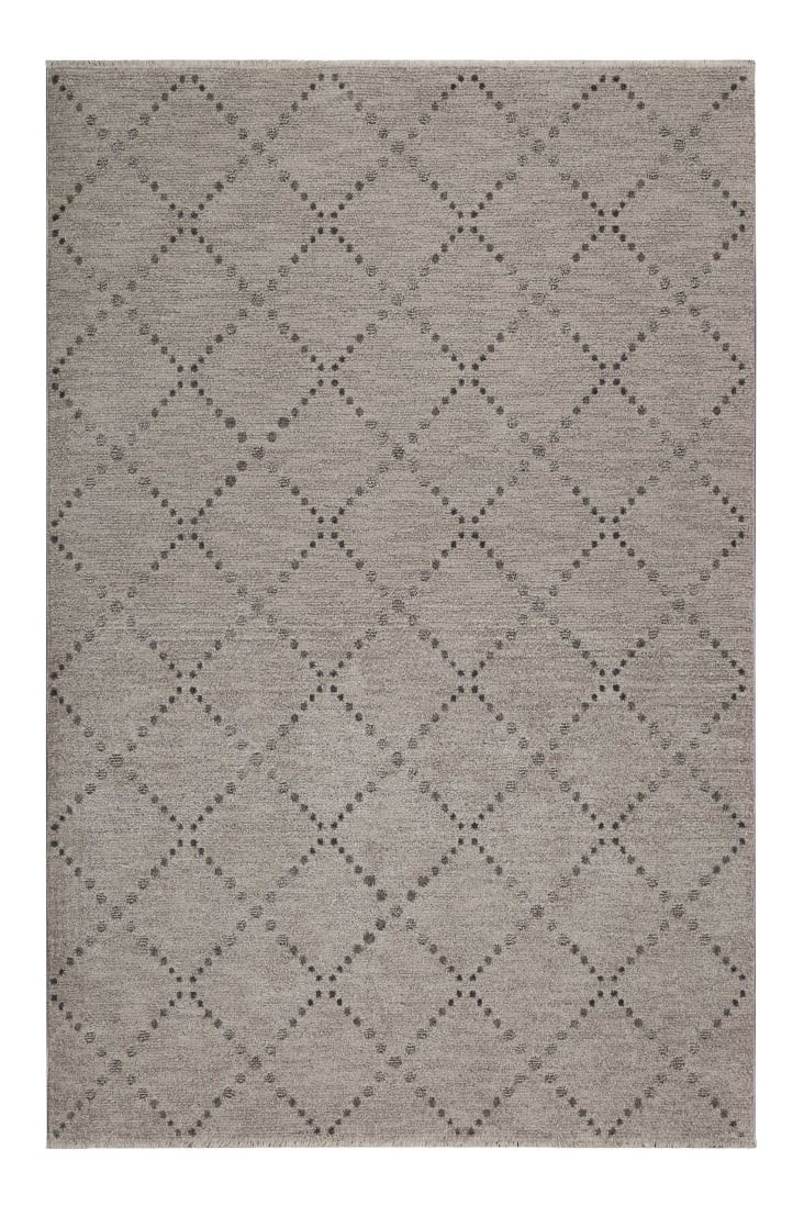 Tapis velours ras à motif losange fond gris/taupe chiné 133x200 Ina | Maisons du Monde