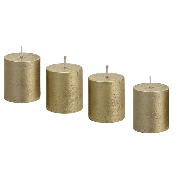 Set de 4 bougies cylindriques dorées H5 Stripes | Maisons du Monde