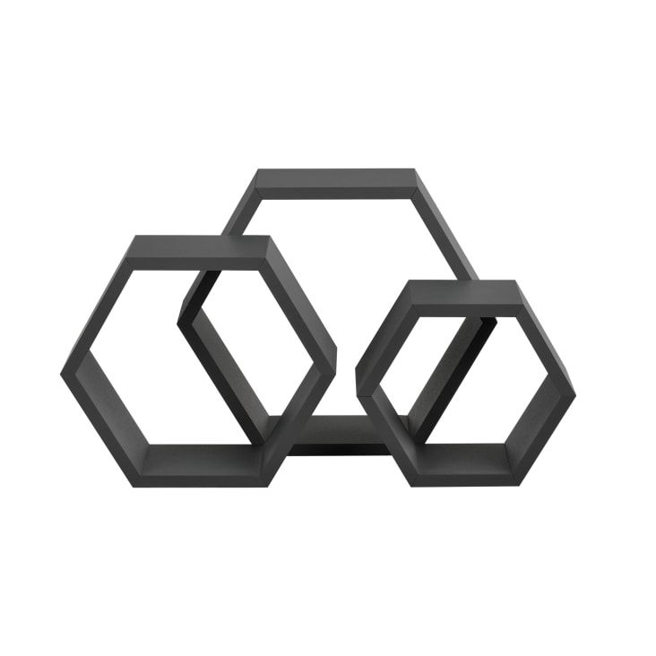 Wandregal 3-teilig in Holzoptik 26 x 30 x 9 cm, in Dunkelgrau GREIZ | Maisons du Monde