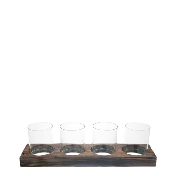 4er Set dekorative Windlichter aus Glas H14, Braun und Transparent ...