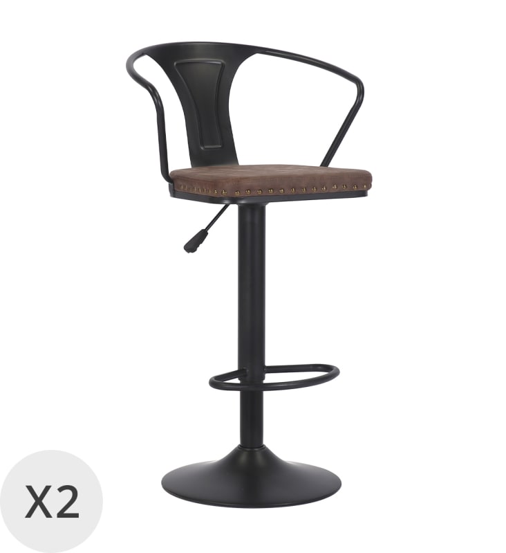 2er Set drehbare Barhocker aus Metall und Kunstleder, zweifarbig ...