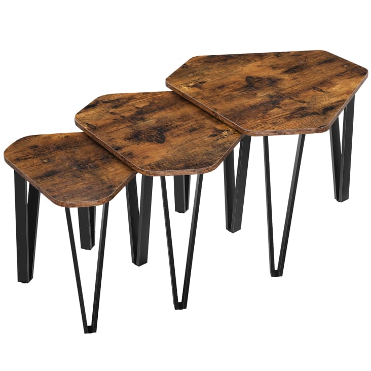 Tables gigognes métal effet bois noir | Maisons du Monde