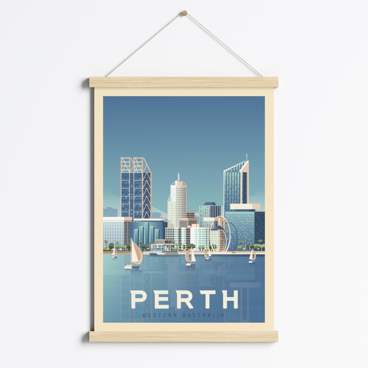 Affiche Perth Australie + Cadre Magnétique (Bois) 50x70 cm | Maisons du ...