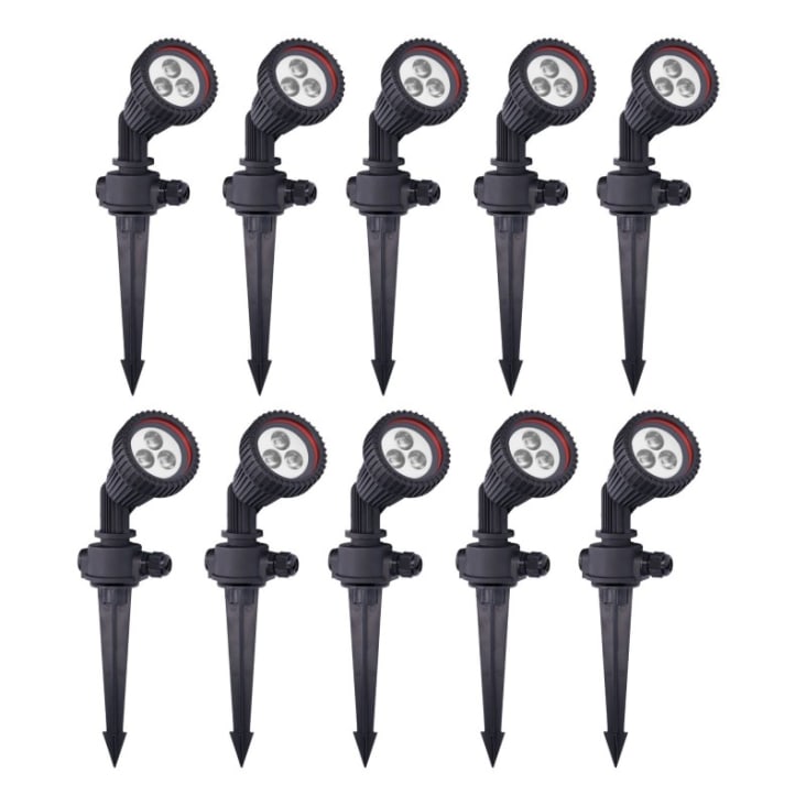 Foco Proyector Exterior (10uds) GU10 Pincho Césped Jardín Negro Tidian ...