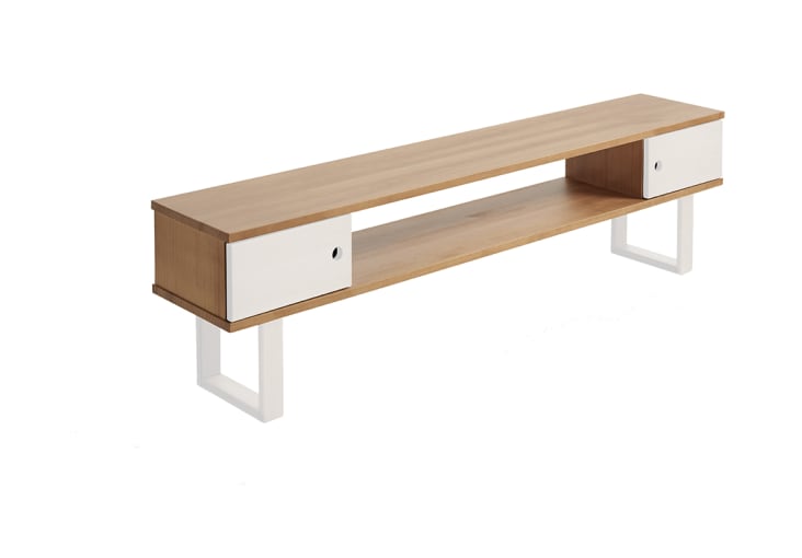 Mueble tv ó mesa de televisión 150 en color encerado y blanco MAX150 | Maisons du Monde